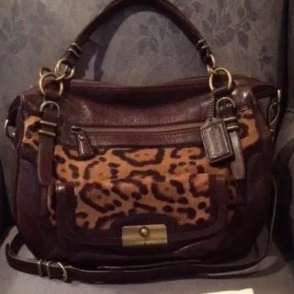 Coach | Bags | Coach Kristin Pinnacle Haircalf Ocelot Leather Laila ...